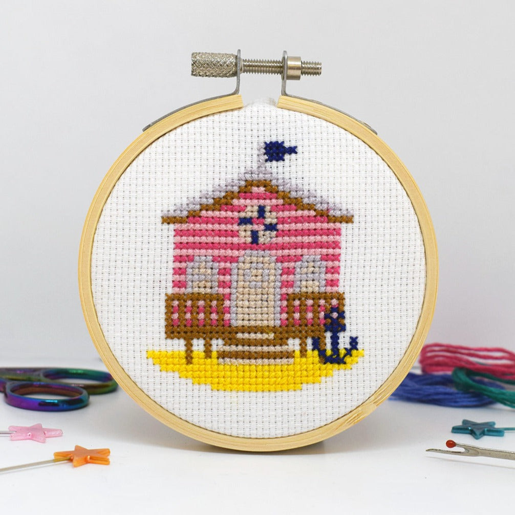 'Beach Hut' Mini Cross Stitch Kit – The Make Arcade