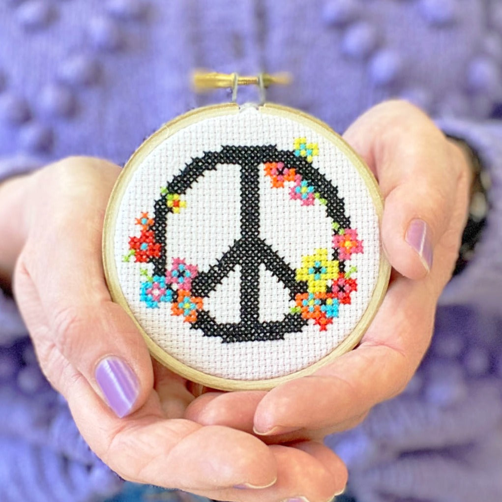 'Peace + Love' Mini Cross Stitch - PDF Pattern – The Make Arcade